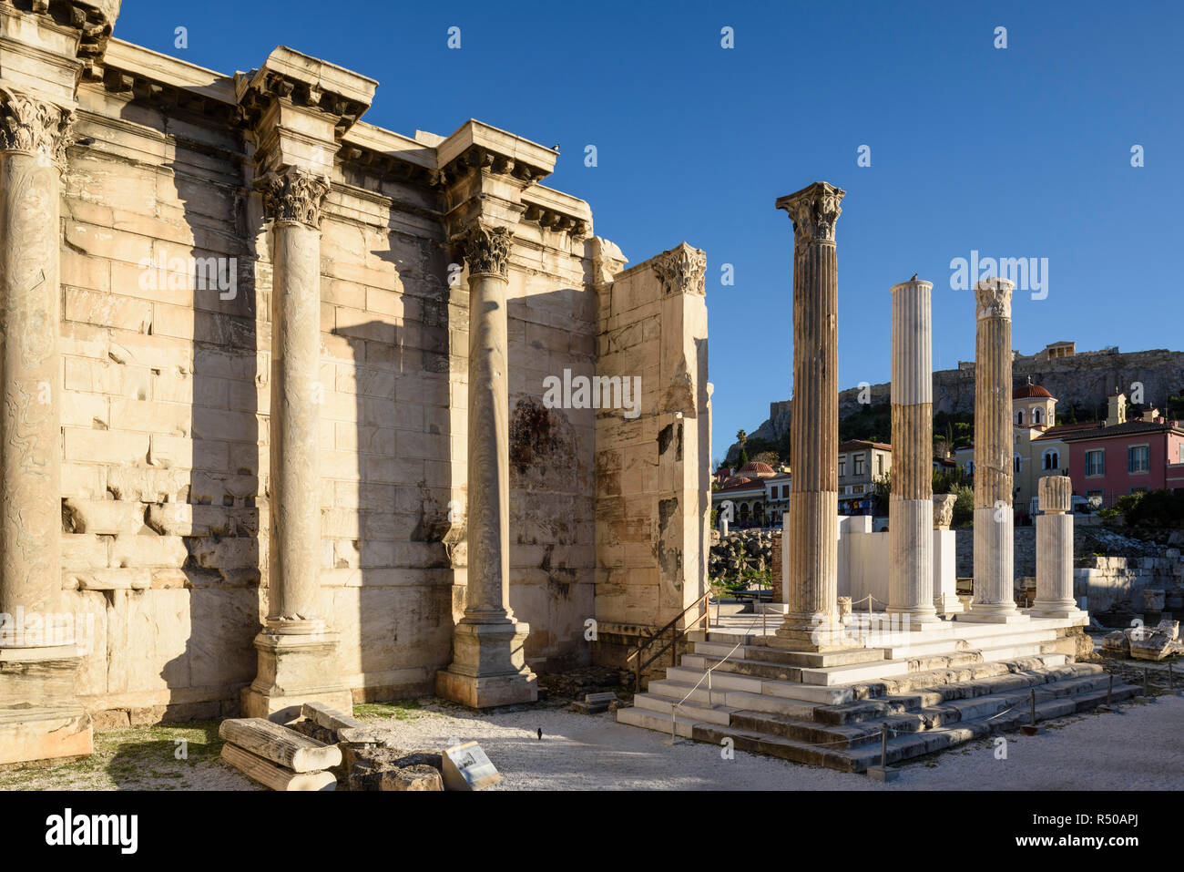 Athens. Greece. Remains of the west wall of Hadrian's Library, created ...