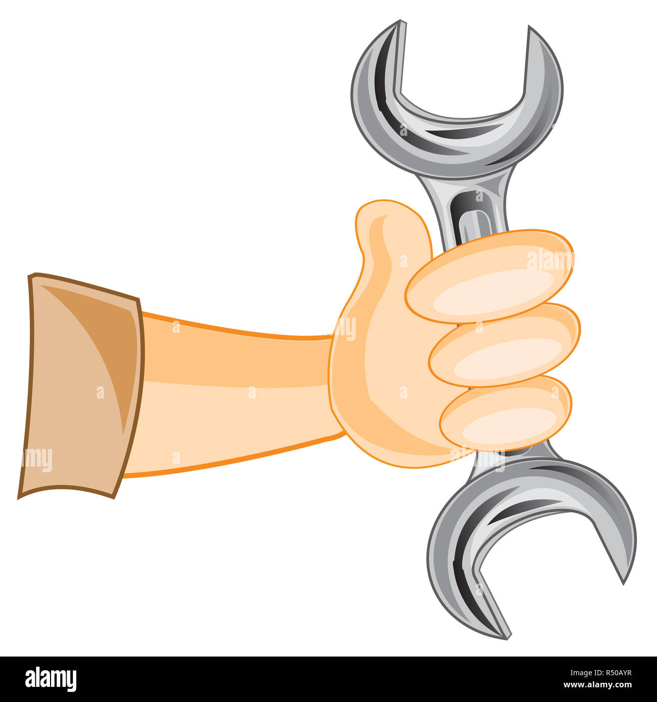 Wrench in hand Stock Photo - Alamy