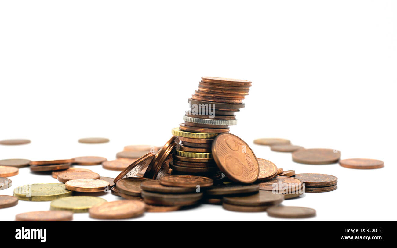 stack of coins at white background Stock Photo - Alamy