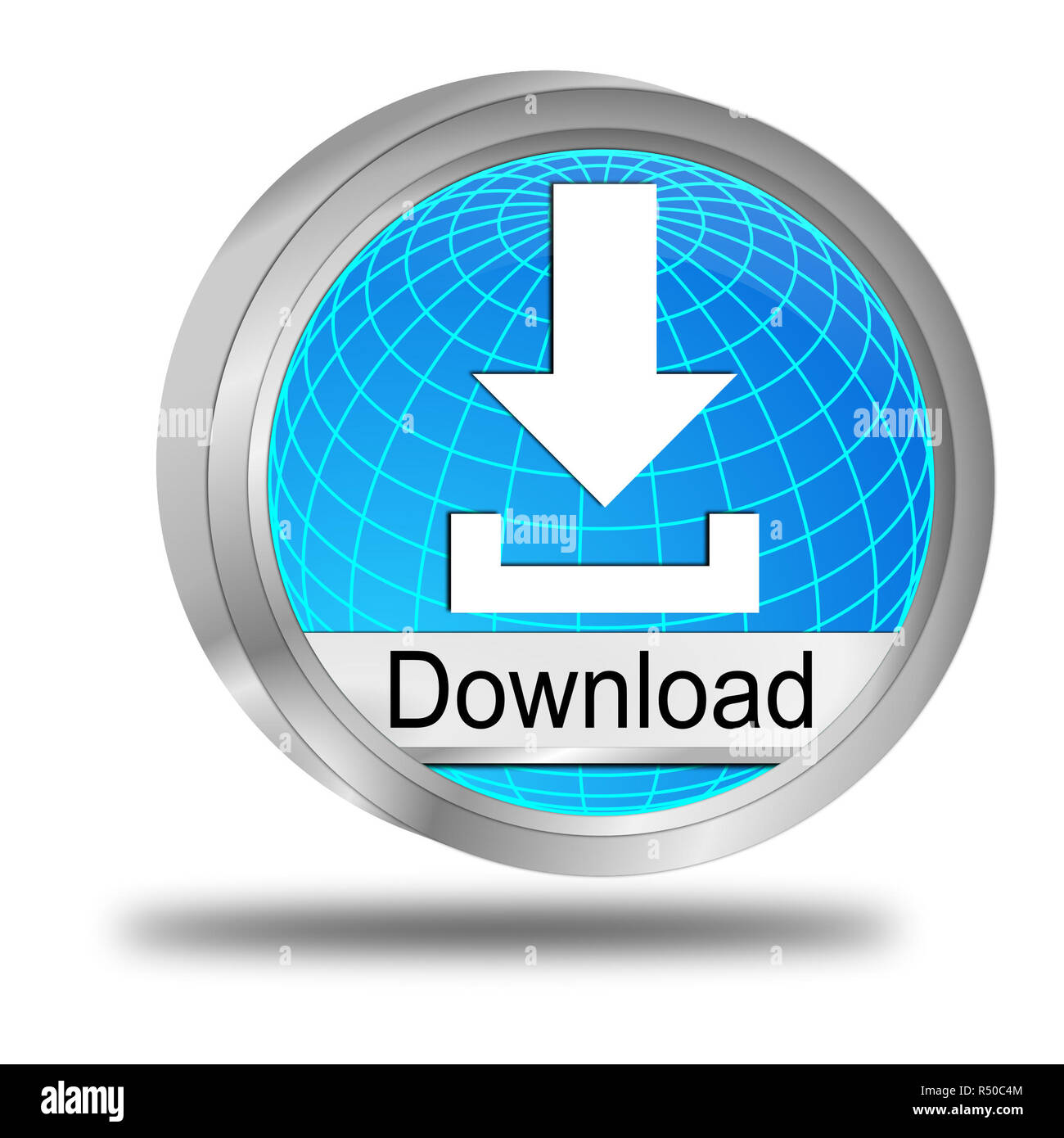 glossy blue Download button - 3D illustration Stock Photo - Alamy