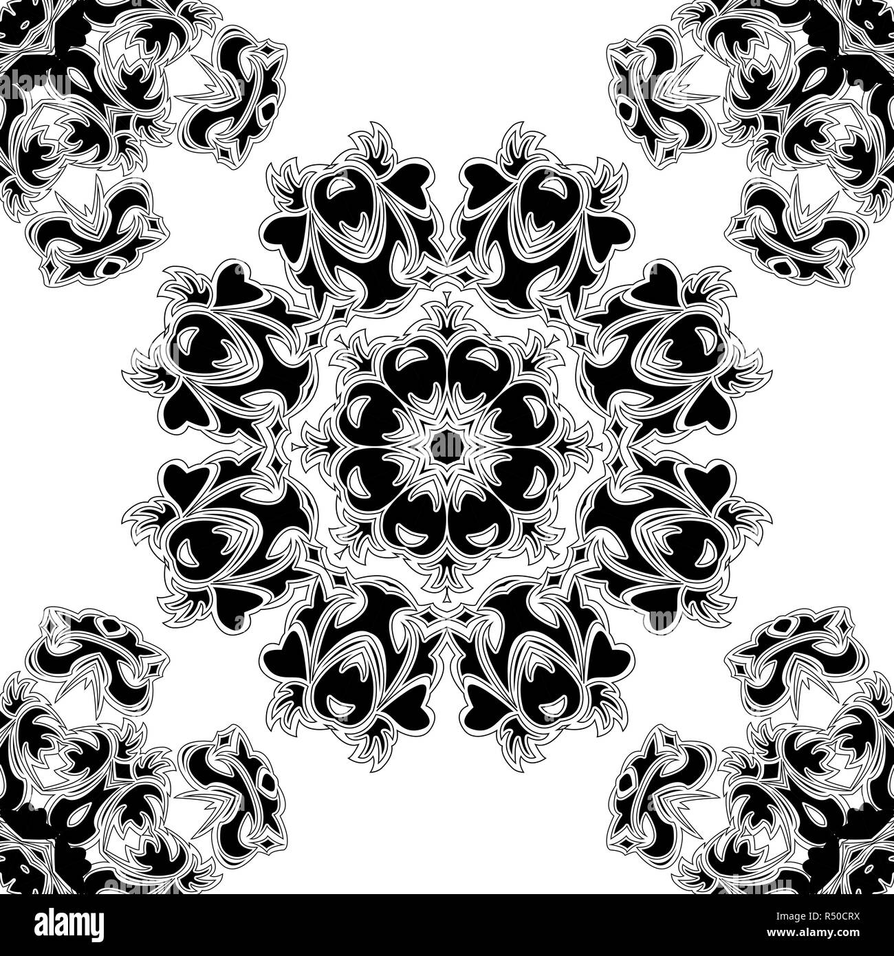 Black and white mandala ornament. Classic Patterns in Damask Style ...