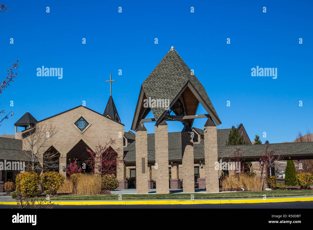 Modern Church With Unique Belfry Stock Photo - Alamy
