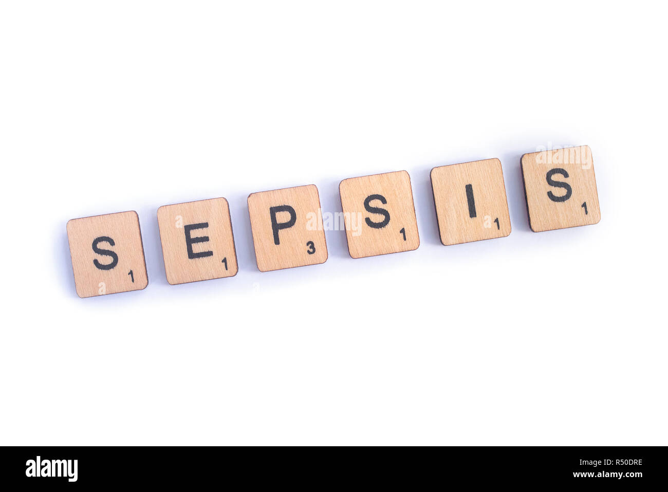 LONDON, UK - JULY 7TH 2018: The word SEPSIS spelt with wooden letter ...