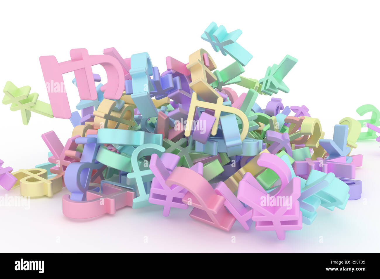 CGI typography, bunch of currency sign represent money or profit, for ...