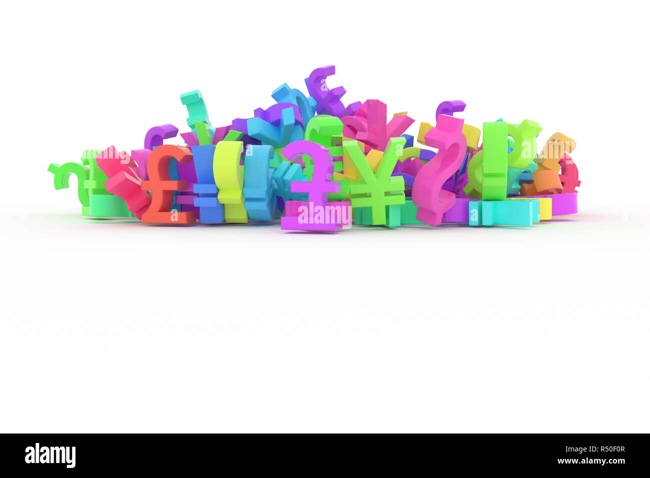 CGI typography, bunch of currency sign represent money or profit, for ...