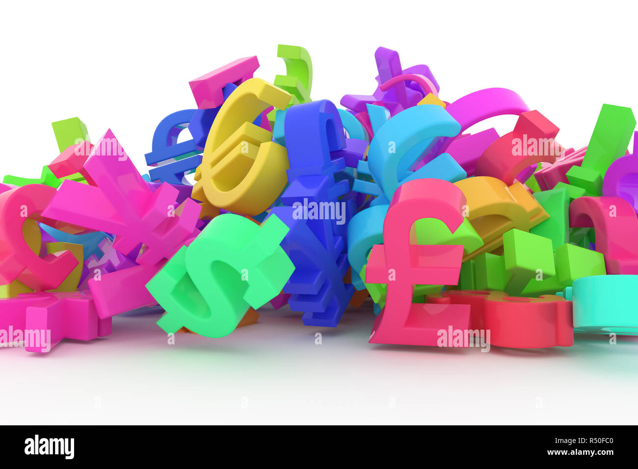 CGI typography, bunch of currency sign represent money or profit, for ...