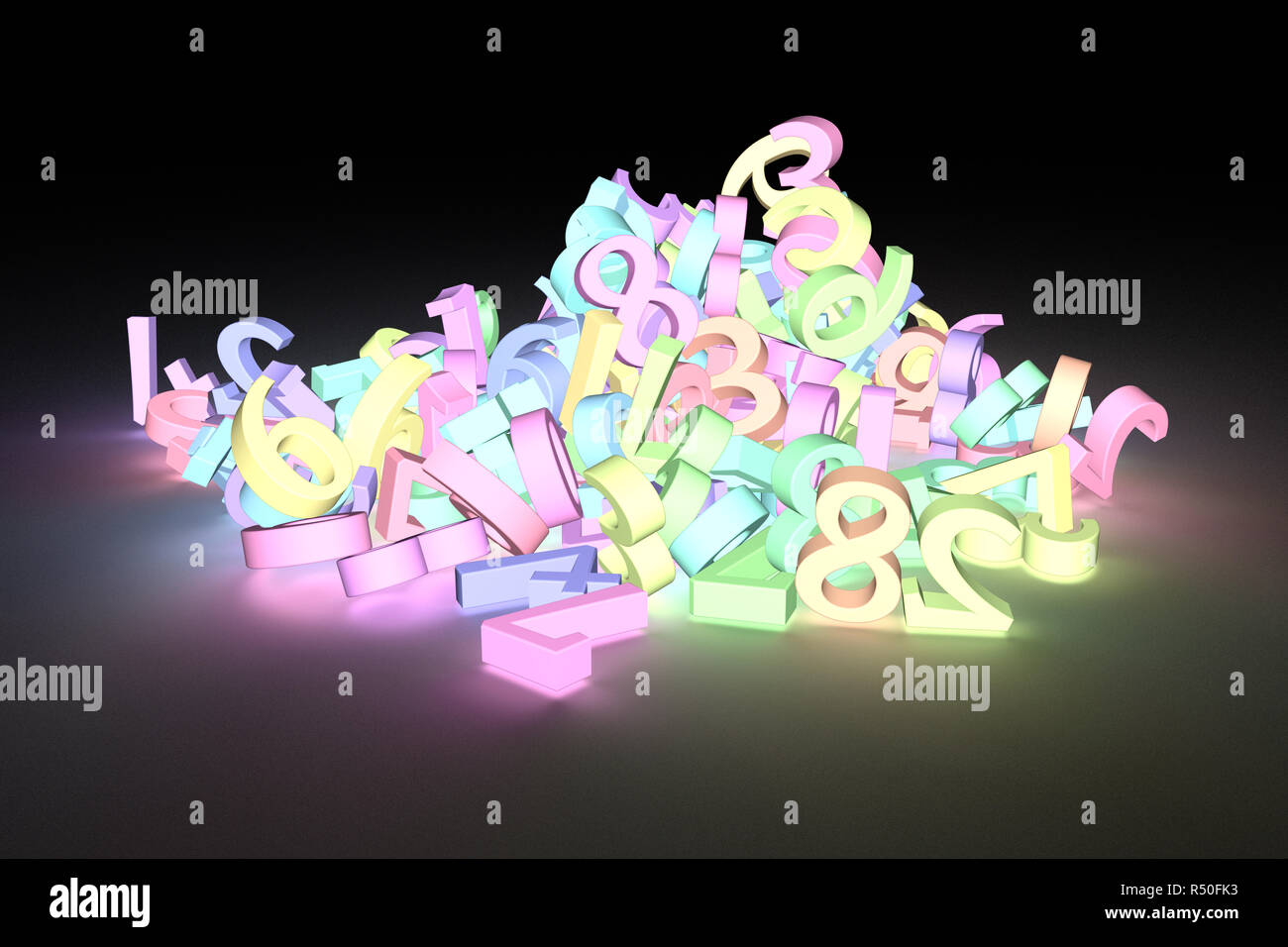 Colorful 3D rendering. 123 number, character, CGI typography. For web ...