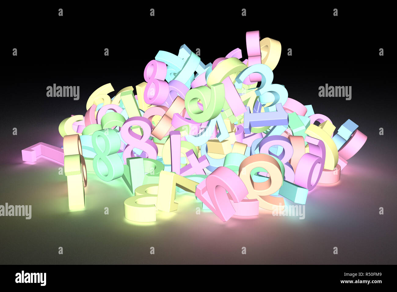 Character 123 number, illustrations of CGI typography, for graphic ...