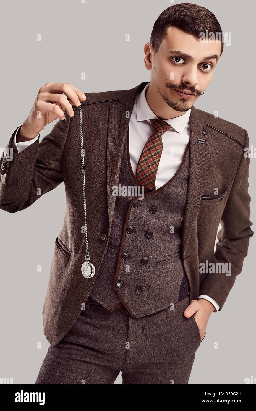 Portrait of handsome young confident arabic businessman with fancy ...
