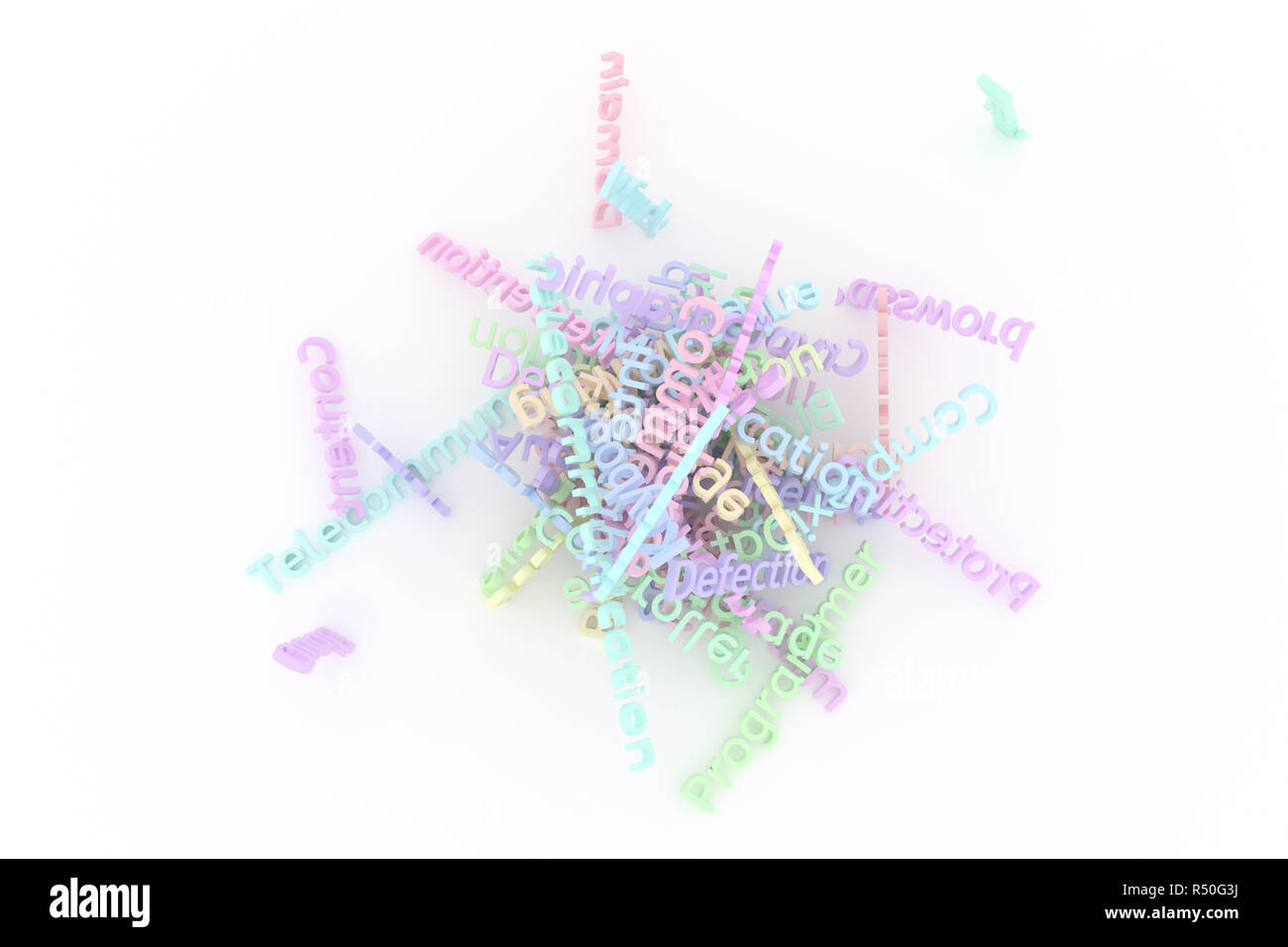 Colorful 3D rendering. Background abstract, bunch of computer ...