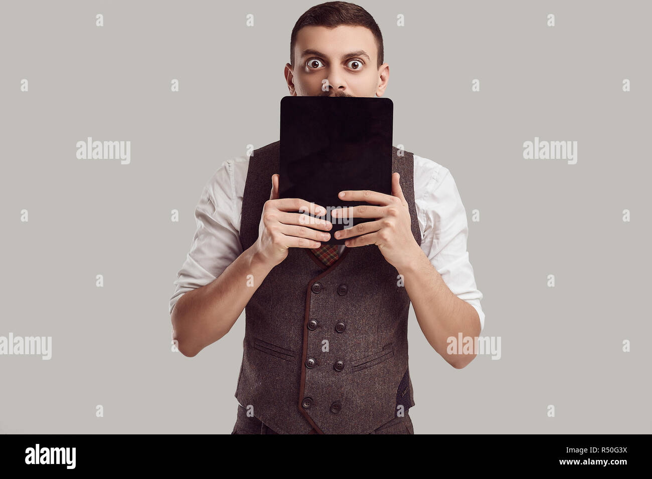 Portrait of handsome young confident arabic businessman with fancy ...