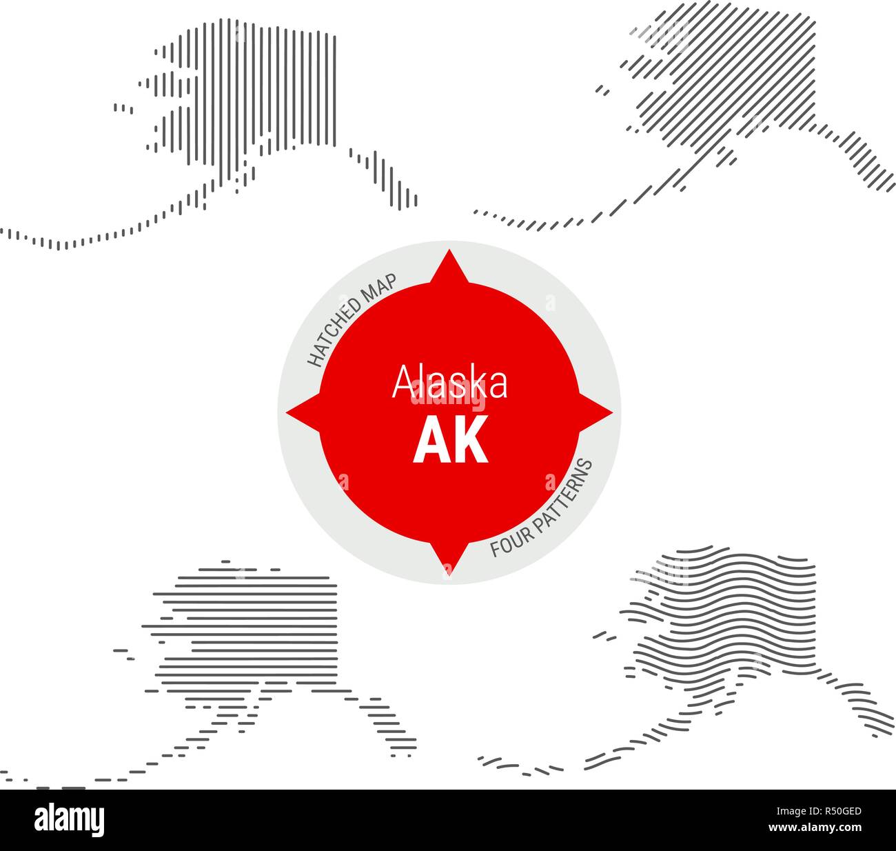 Hatched Pattern Vector Map of Alaska. Stylized Simple Silhouette of ...