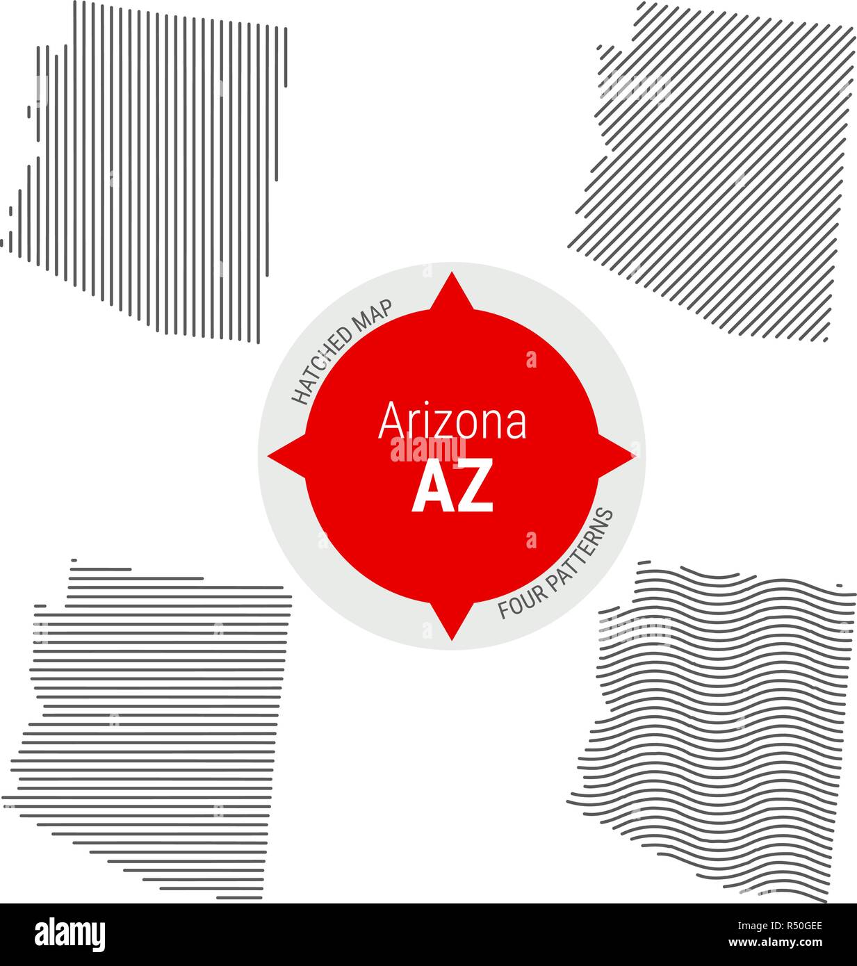 Hatched Pattern Vector Map of Arizona. Stylized Simple Silhouette of ...