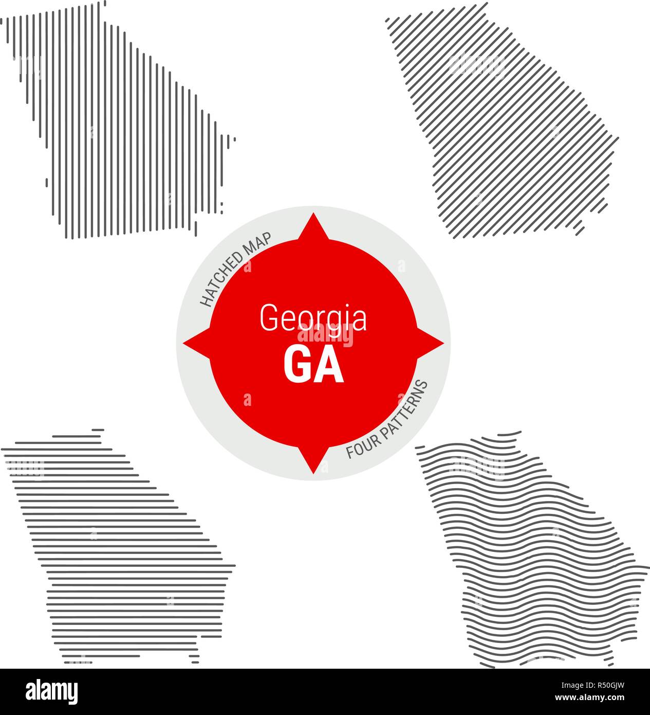 Hatched Pattern Vector Map of Georgia. Stylized Simple Silhouette of ...
