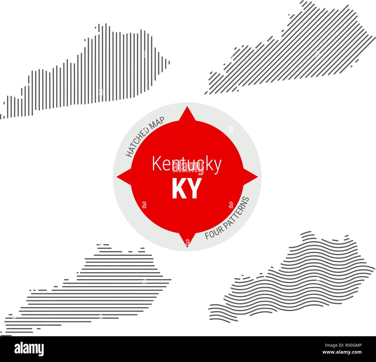Hatched Pattern Vector Map of Kentucky. Stylized Simple Silhouette of ...