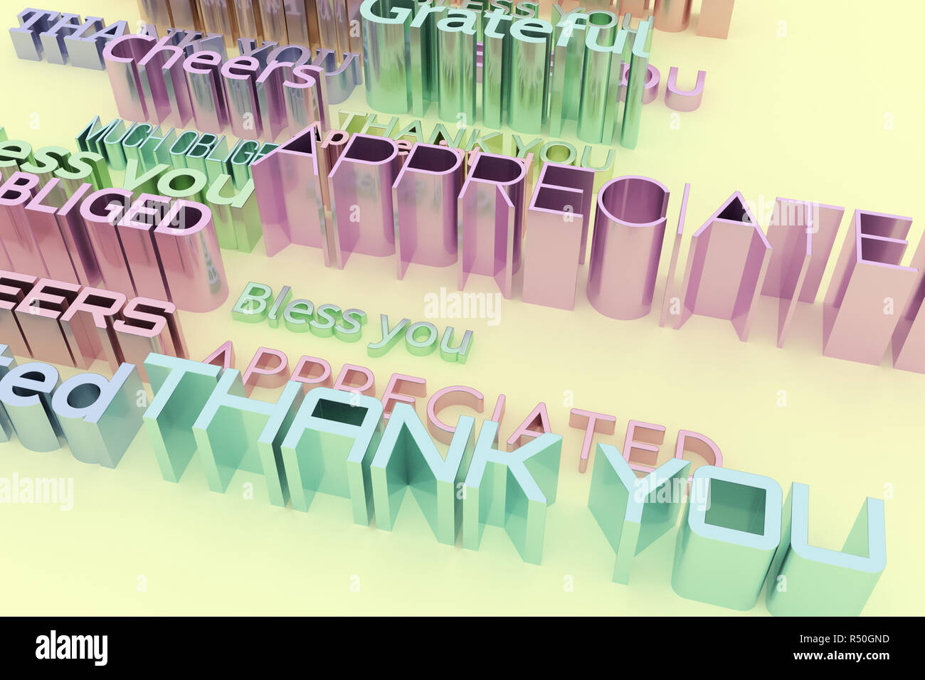 CGI typography, thank you, character. Decorative, illustrations. For ...