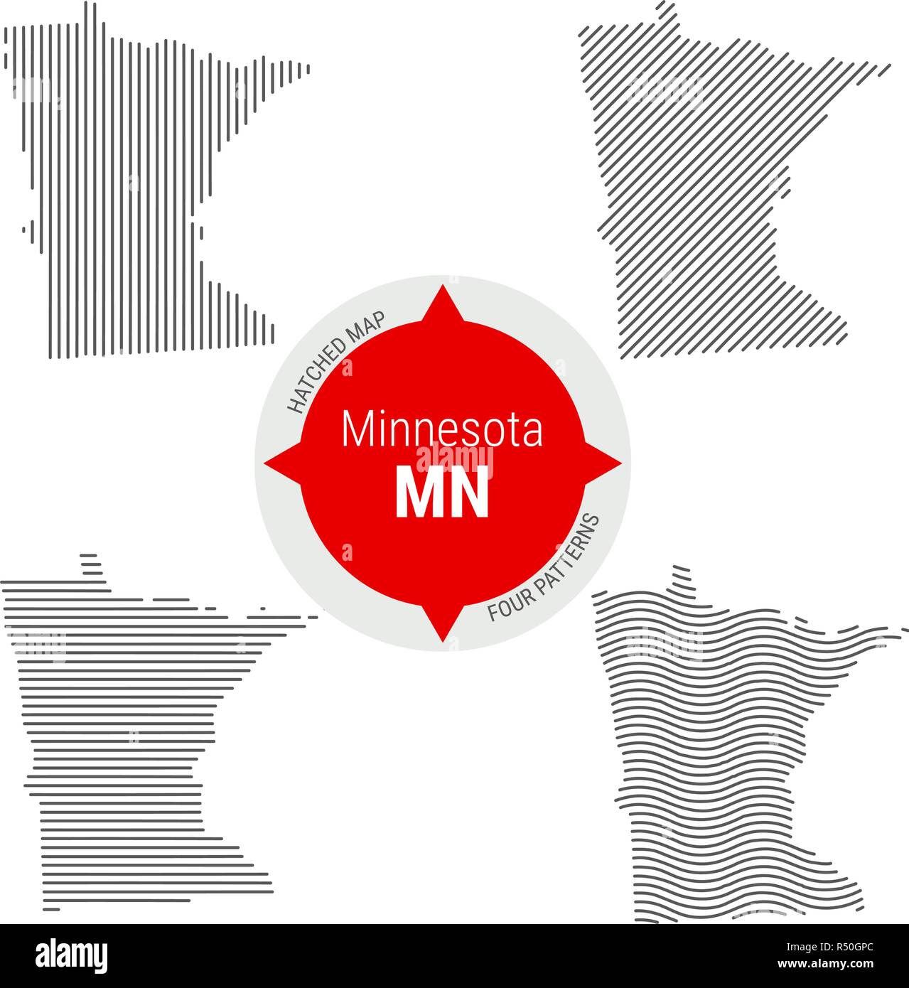 Hatched Pattern Vector Map of Minnesota. Stylized Simple Silhouette of ...