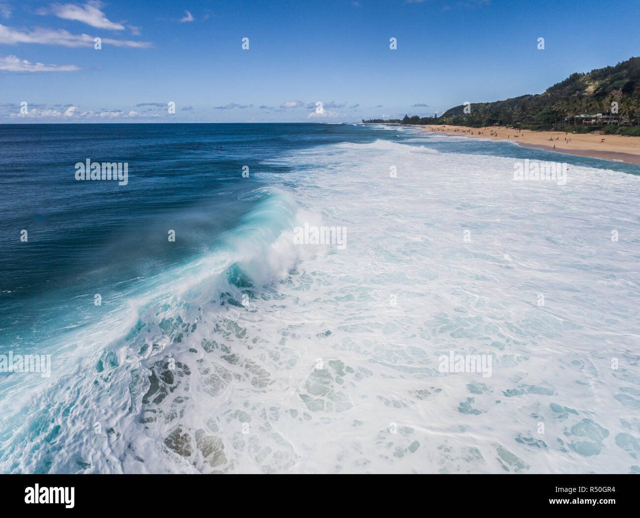Aerial view of a breaking Ocean wave in Hawaii Stock Photo - Alamy
