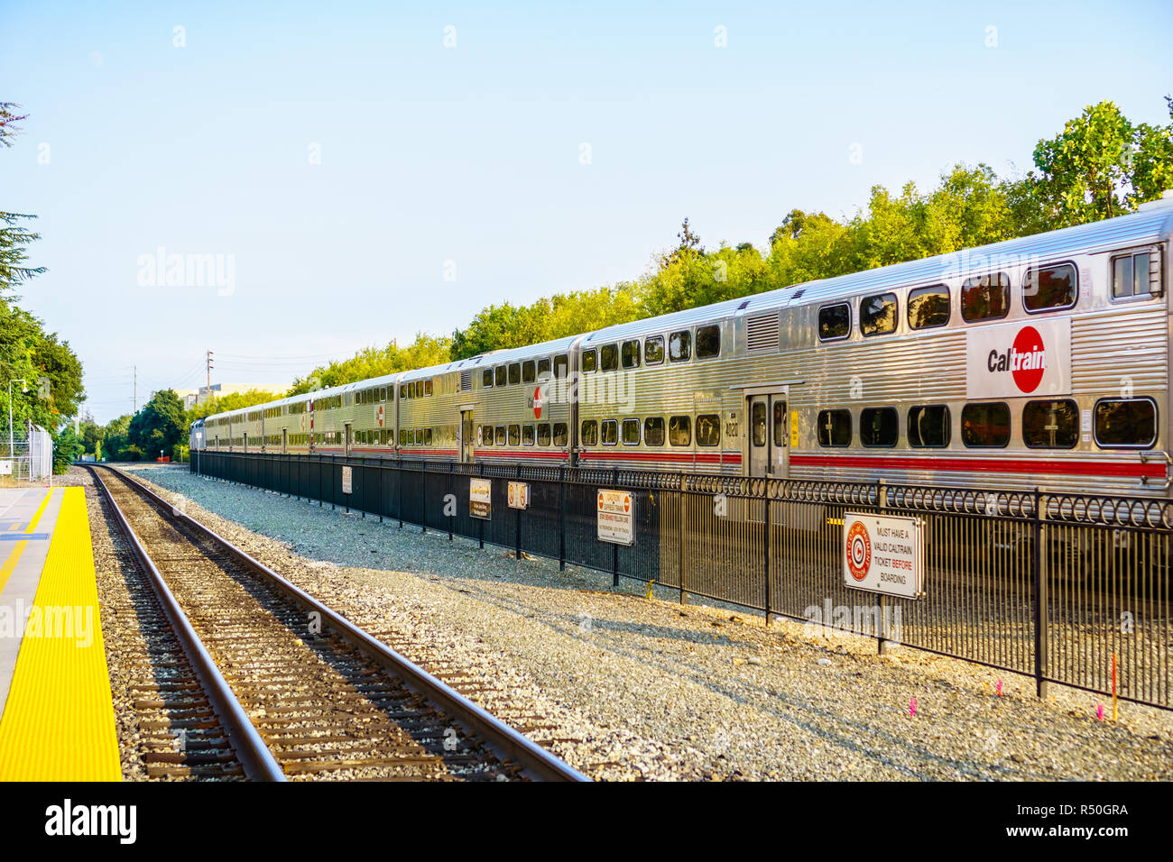 August 21, 2018 Palo Alto / CA / USA - Caltrain (local train going ...
