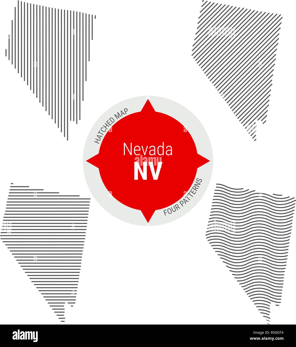Hatched Pattern Vector Map of Nevada. Stylized Simple Silhouette of ...