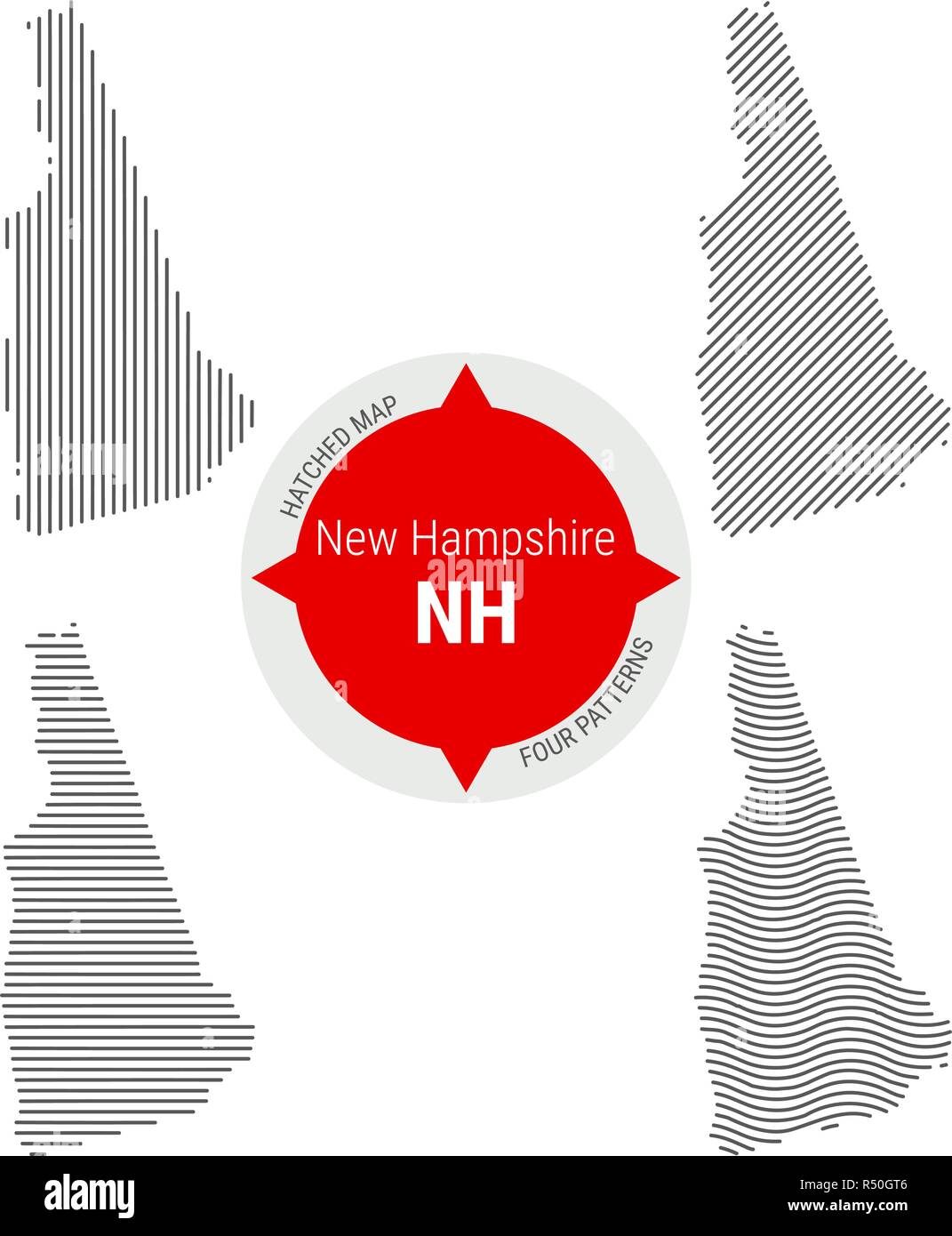Hatched Pattern Vector Map of New Hampshire. Stylized Simple Silhouette ...