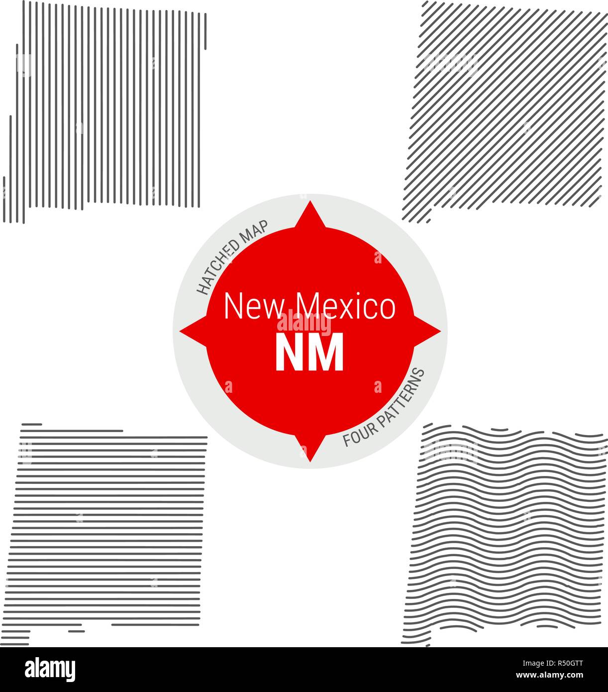 Hatched Pattern Vector Map of New Mexico. Stylized Simple Silhouette of ...