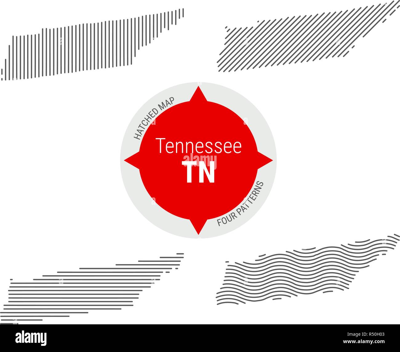 Hatched Pattern Vector Map of Tennessee. Stylized Simple Silhouette of ...