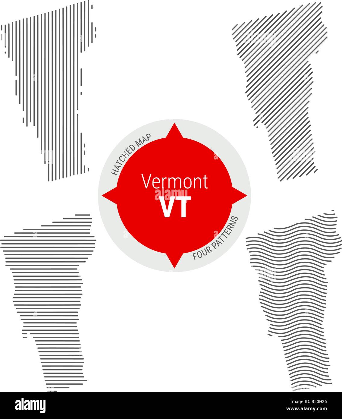 Hatched Pattern Vector Map of Vermont. Stylized Simple Silhouette of ...