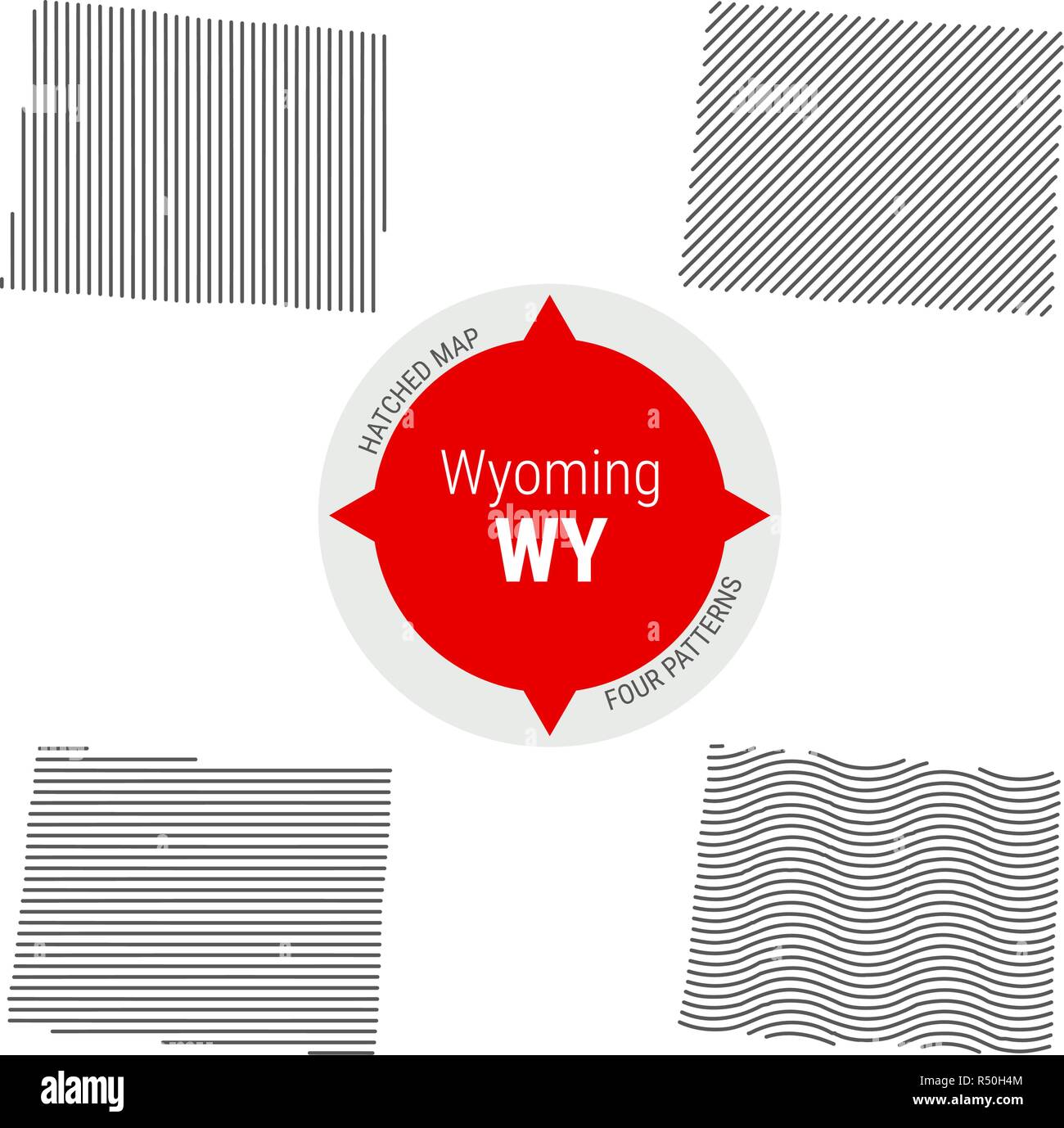 Hatched Pattern Vector Map of Wyoming. Stylized Simple Silhouette of ...