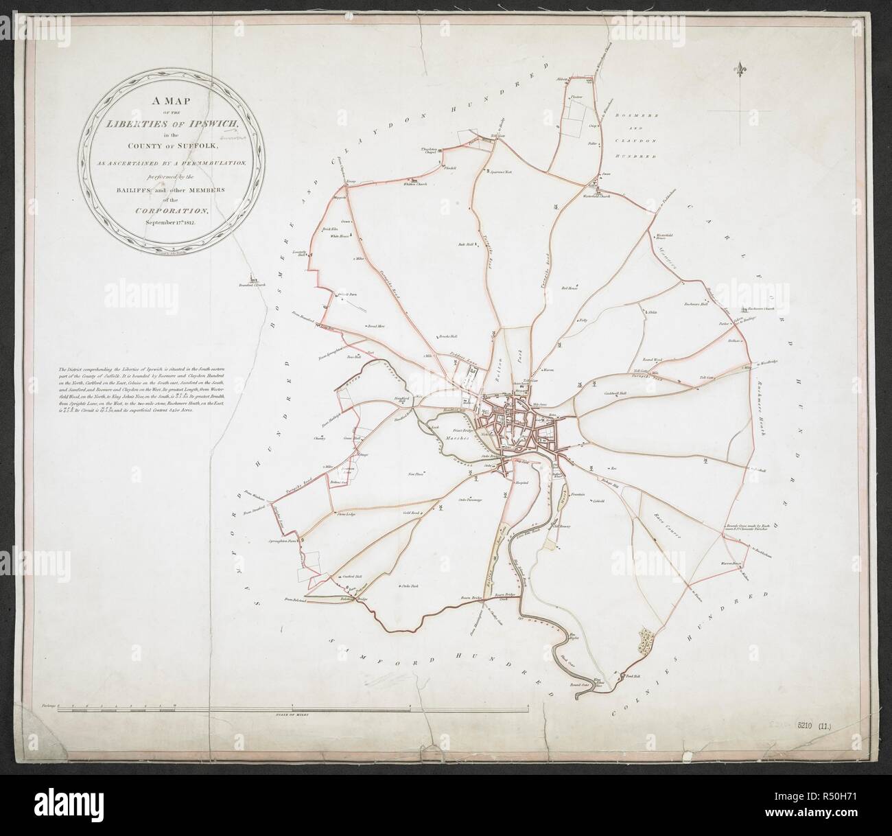 A map of Ipswich, the emphasis of which is on boundaries rather than ...