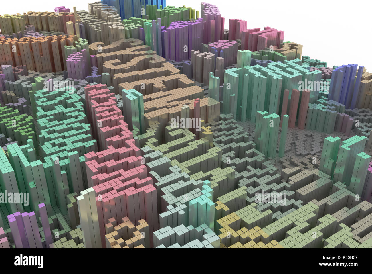 Colorful 3D rendering. Geometric structure block, illustrations of ...