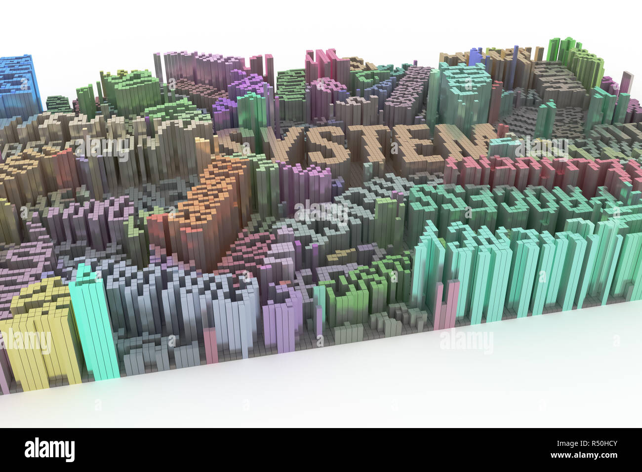 Colorful 3D rendering. Shape composition, block, geometric structure ...