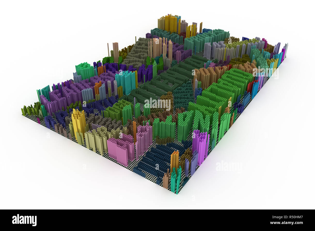 Colorful 3D rendering. Background abstract, geometric structure block ...