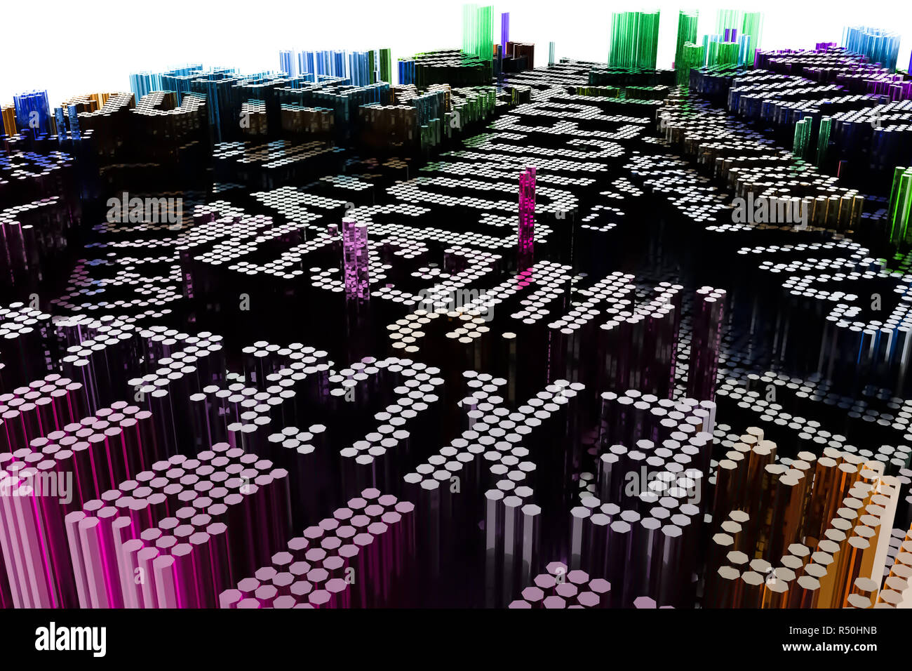 Colorful 3D rendering. Geometric structure block, illustrations of ...