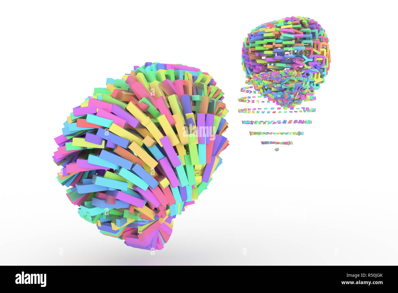 Colorful 3D rendering. CGI typography, made up from alphabetic ...