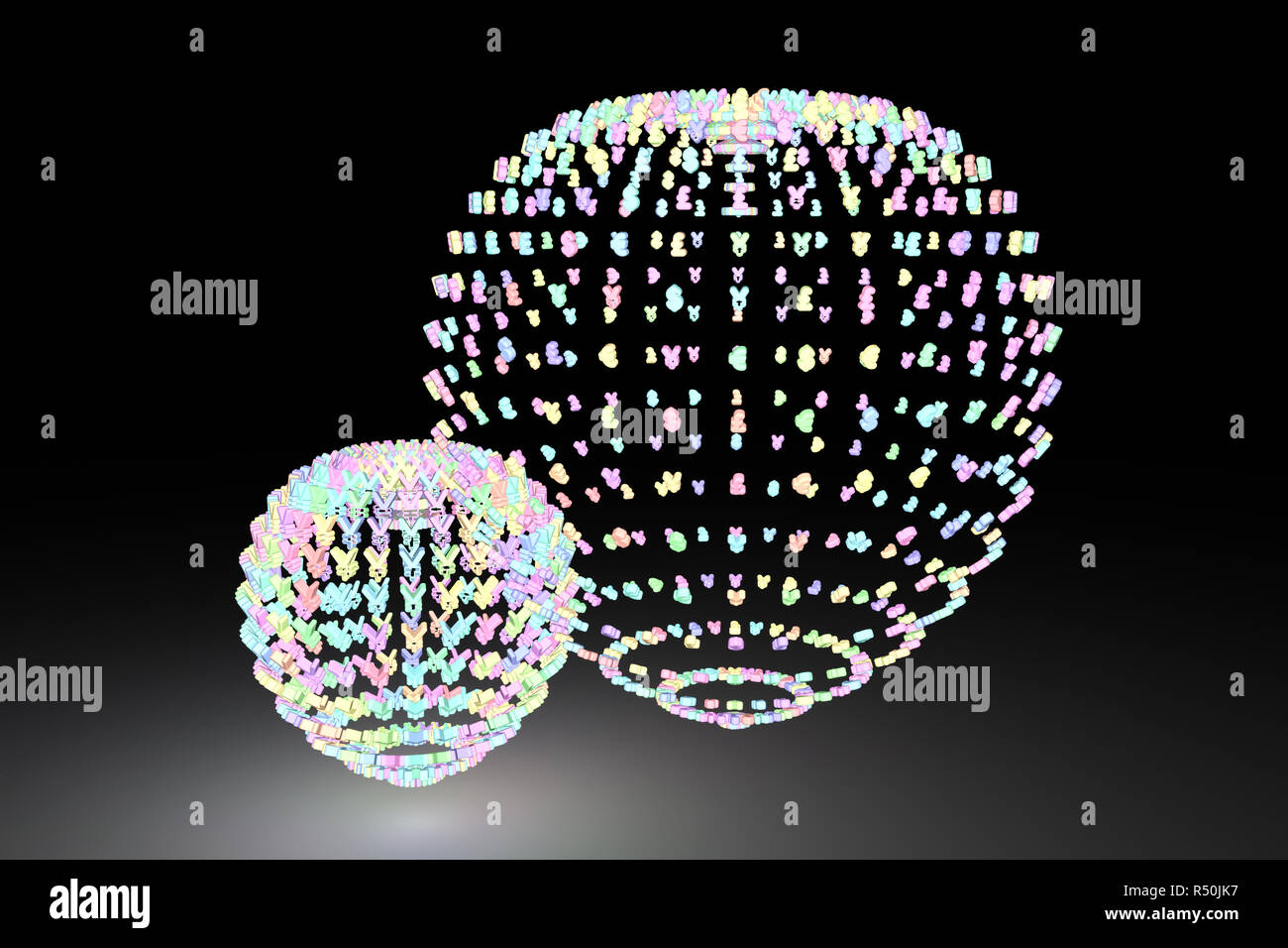 Grow neon 3D rendering. Background abstract, made up from currency ...