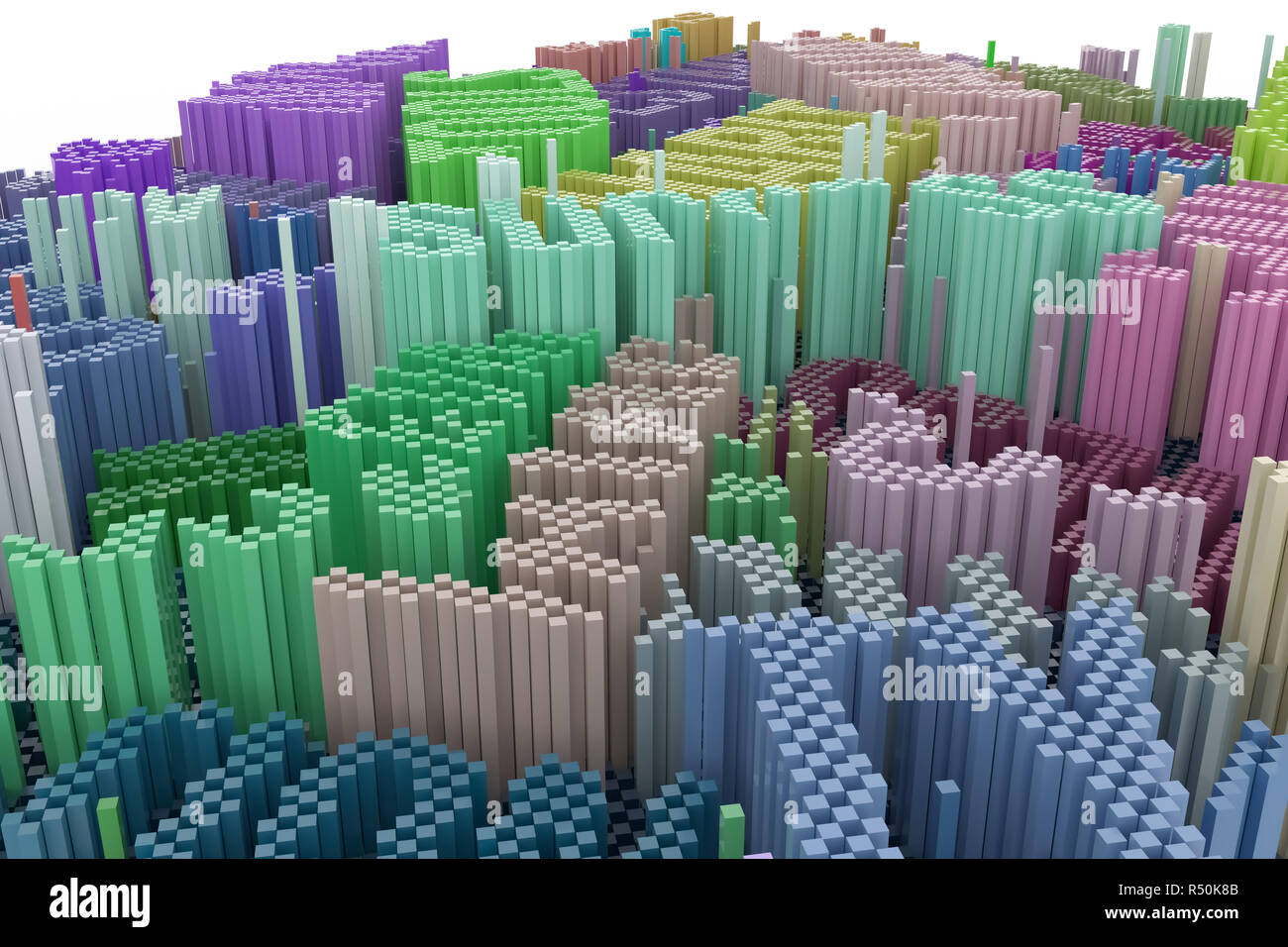 Colorful 3D rendering. Shape composition, block, geometric structure ...