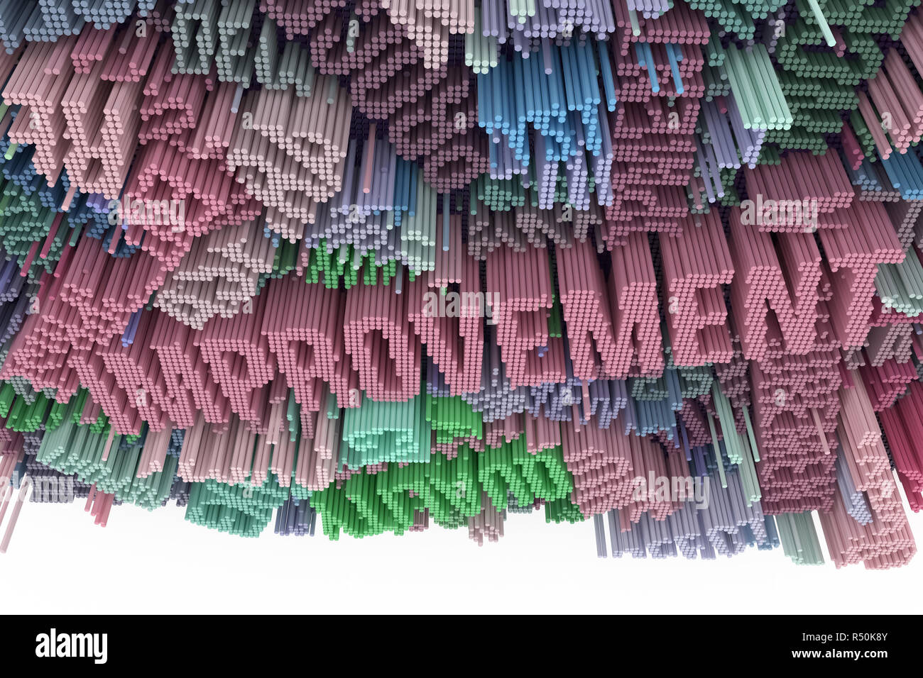 Keyword of Improvement. Colorful 3D rendering. Background abstract ...