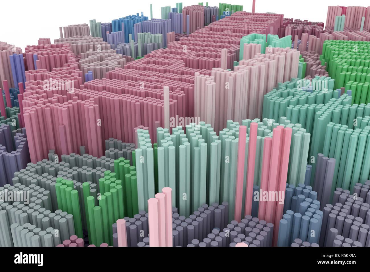 Keyword of Improvement. Colorful 3D rendering. Shape composition, block ...