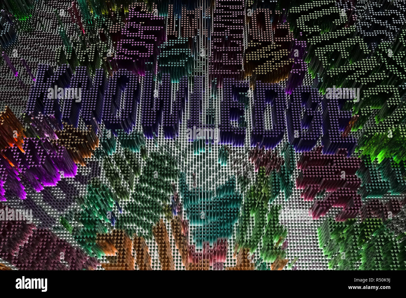 Keyword of Knowledge. Colorful 3D rendering. Geometric structure block ...