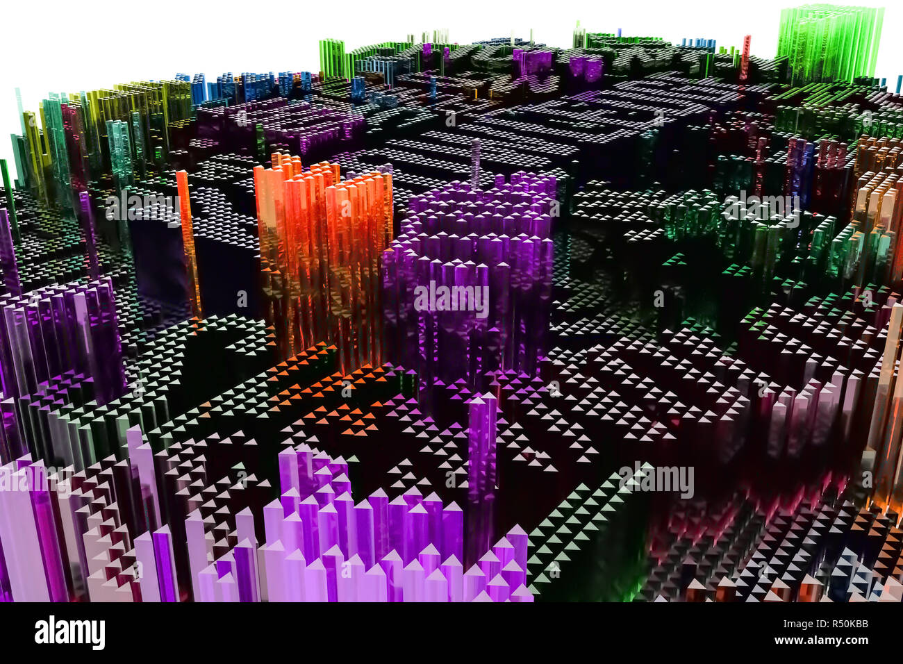 Colorful 3D rendering. Block, geometric structure, shape composition ...