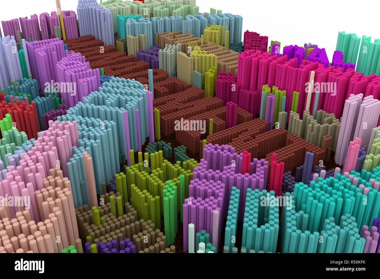 Keyword of Management. Colorful 3D rendering. Shape composition, block ...