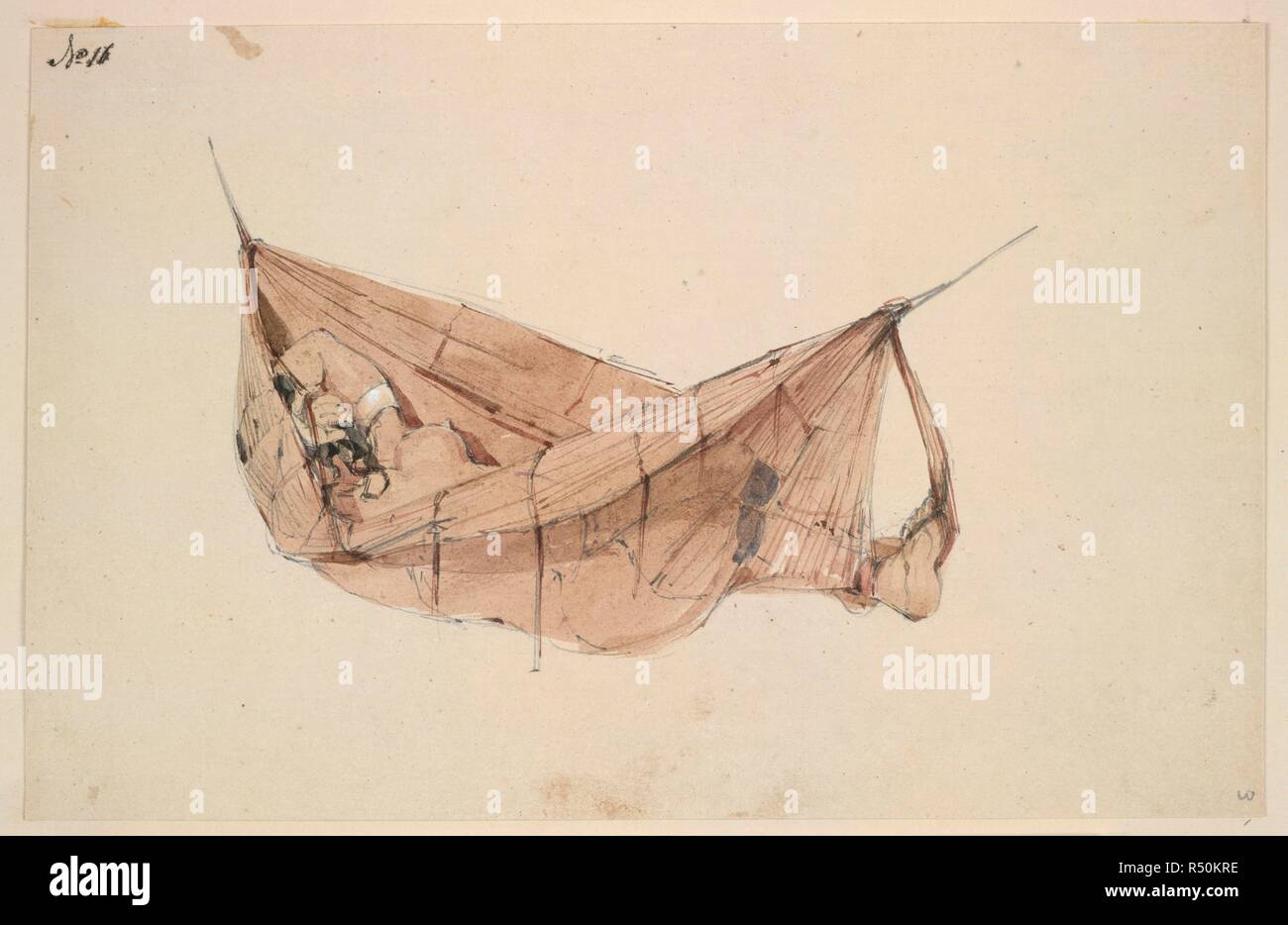 Amerindian in a hammock. Sketches of Indians. British Guiana; 1842-1843 ...