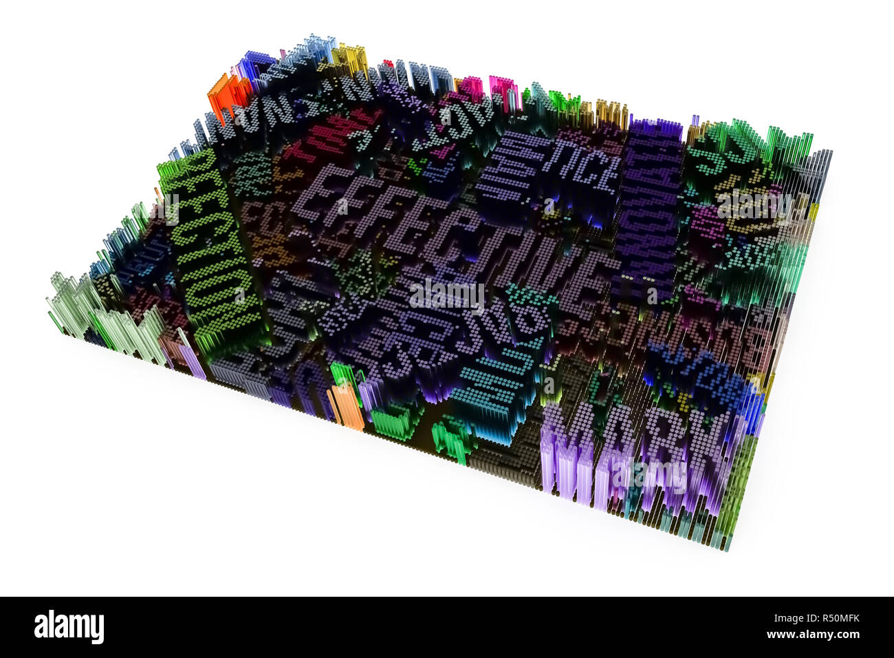 Keyword of Effective. Colorful 3D rendering. Shape composition, block ...
