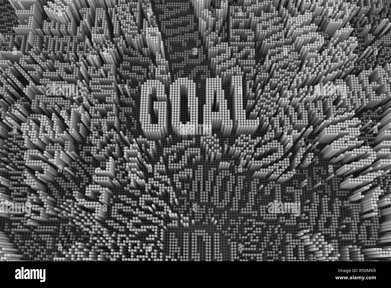 Keyword of Goal. Gray or black and white b&w 3D rendering. Block ...