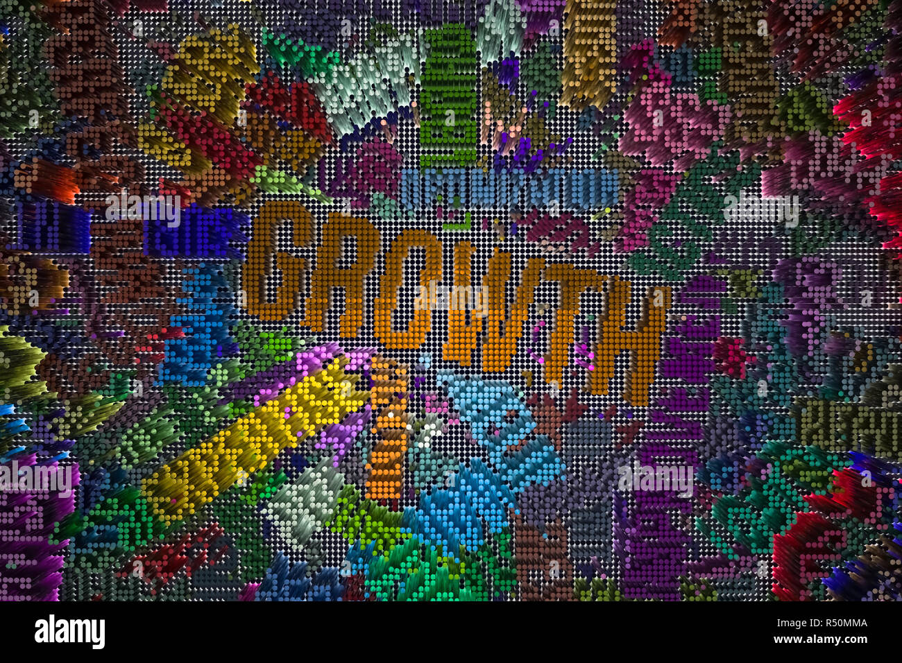 Keyword of Growth. Geometric structure block, illustrations of shape ...