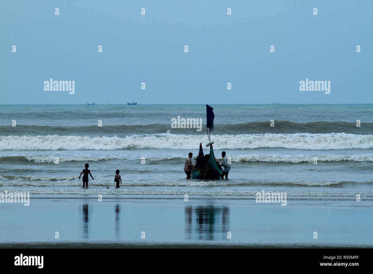 Inani sea beach in Ukhia Thana. It is about 32 kilometers south of the ...