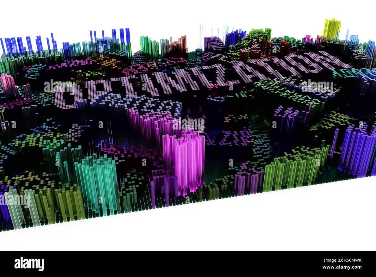 Keyword of Optimization. Colorful 3D rendering. Geometric structure ...