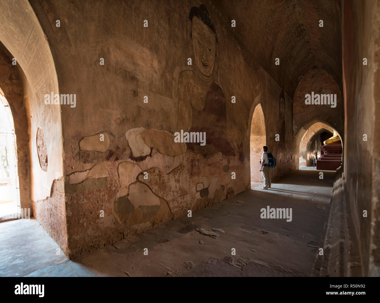 Tourist walking inside a temple in Bagan, Myanmar Stock Photo - Alamy