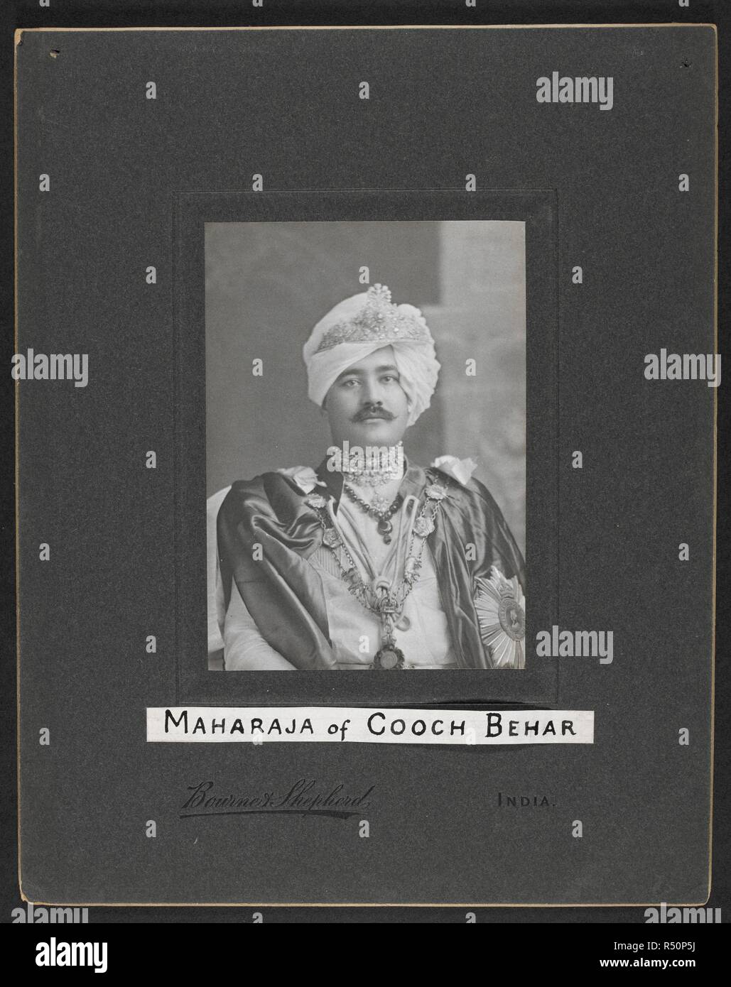 A head and shoulders portrait of Sir Nripendra Narayan Bhup, Maharaja ...
